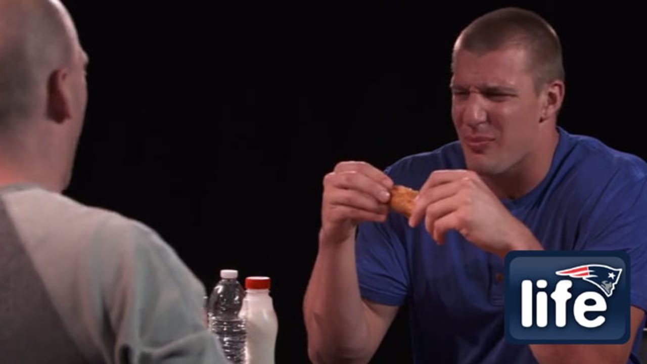 Gronk spikes chicken wing that's too spicy