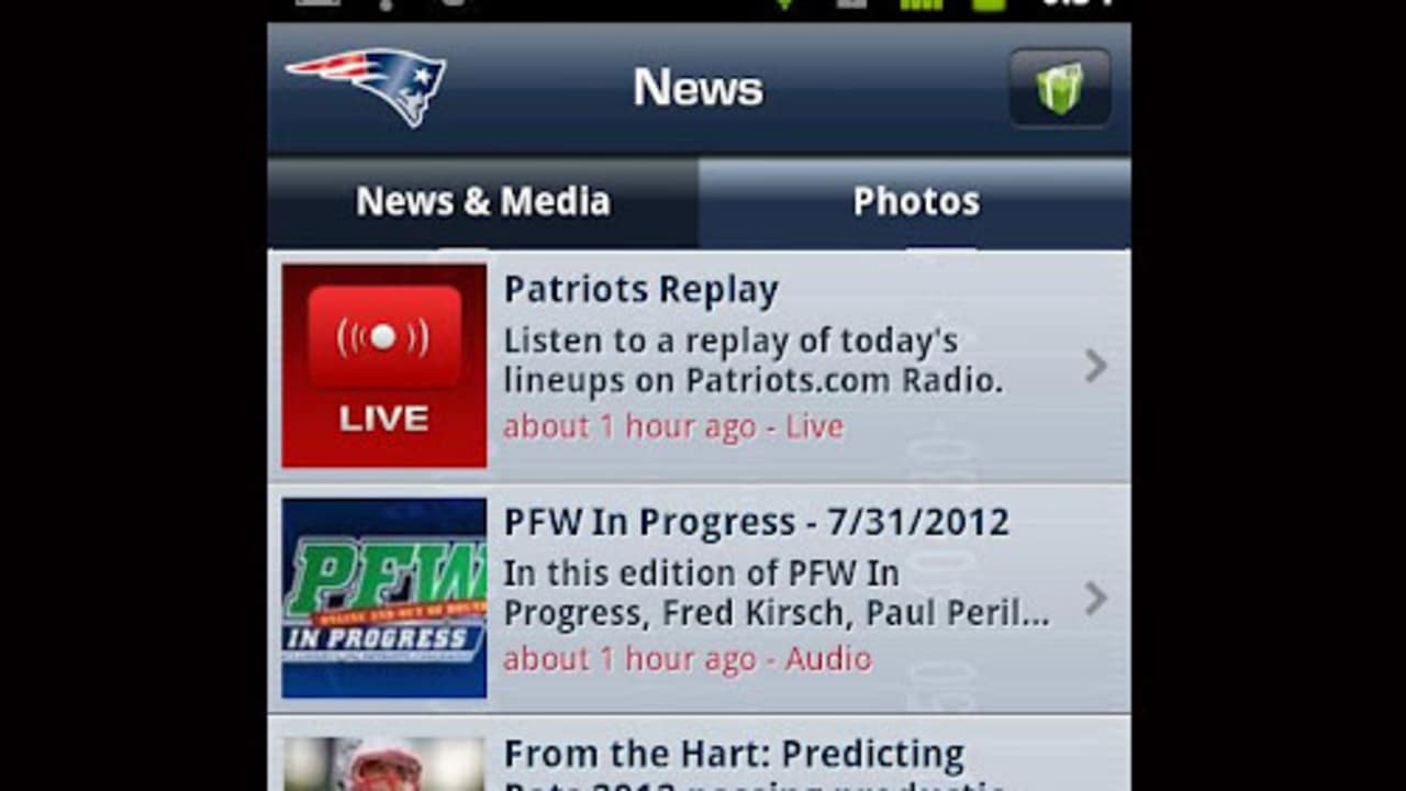 Download or update the official Patriots Droid app today!