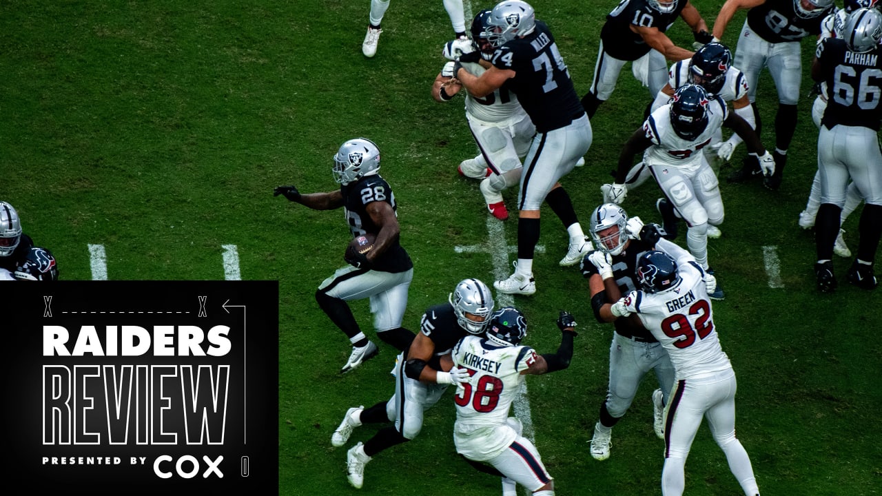 Offensive line moving defenders, Josh Jacobs running through arm tackles | Raiders Review