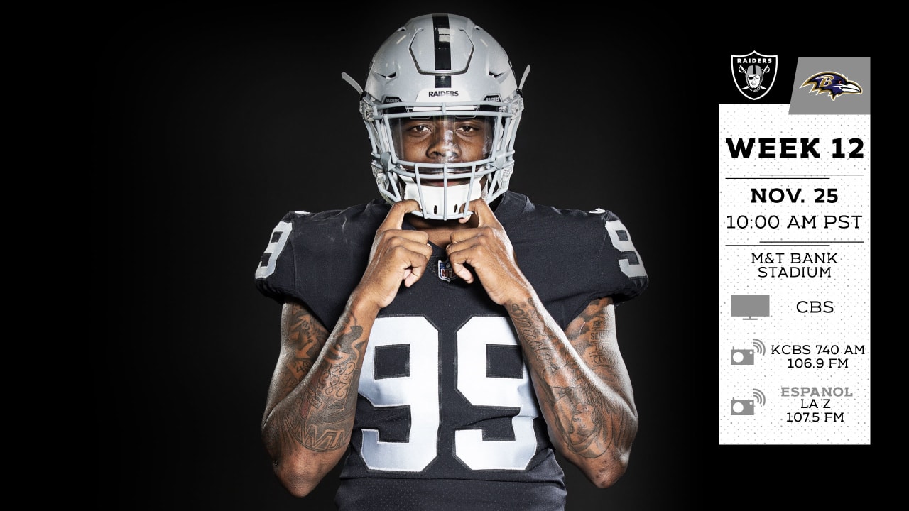 Raiders at Ravens: How to watch the Week 12 battle on the East Coast