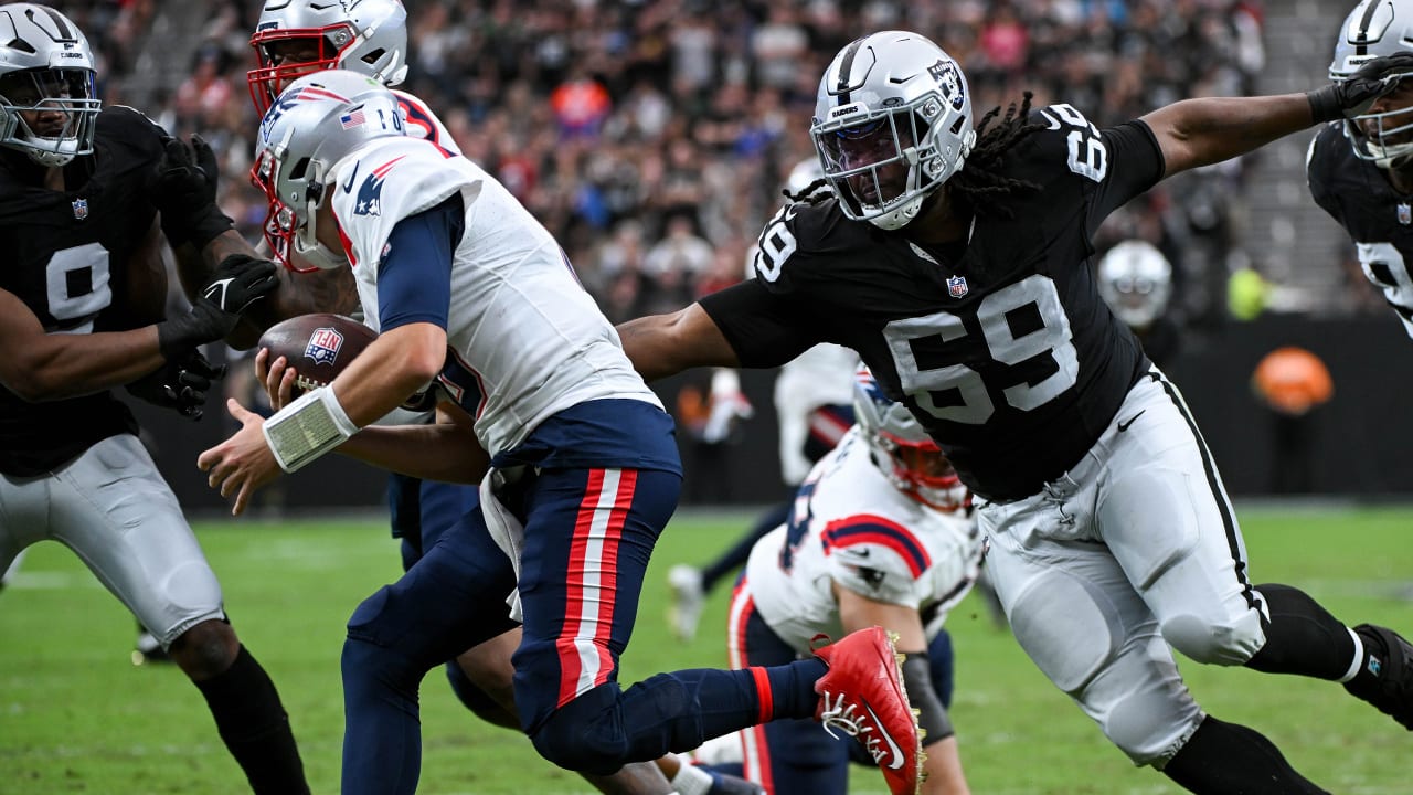 Raiders 2023 Week 6 Highlights vs. Patriots | Adam Butler and Raiders defense swarm Mac Jones