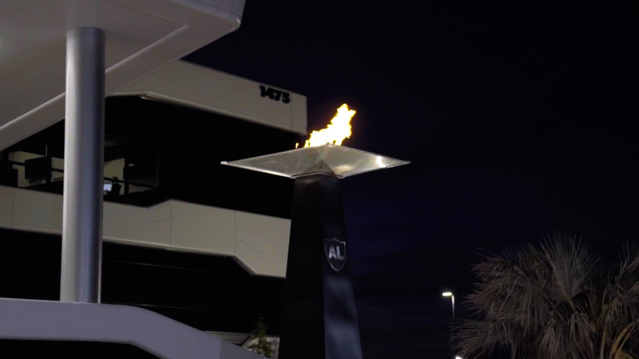 Original Al Davis Memorial Torch is lit outside Raiders headquarters