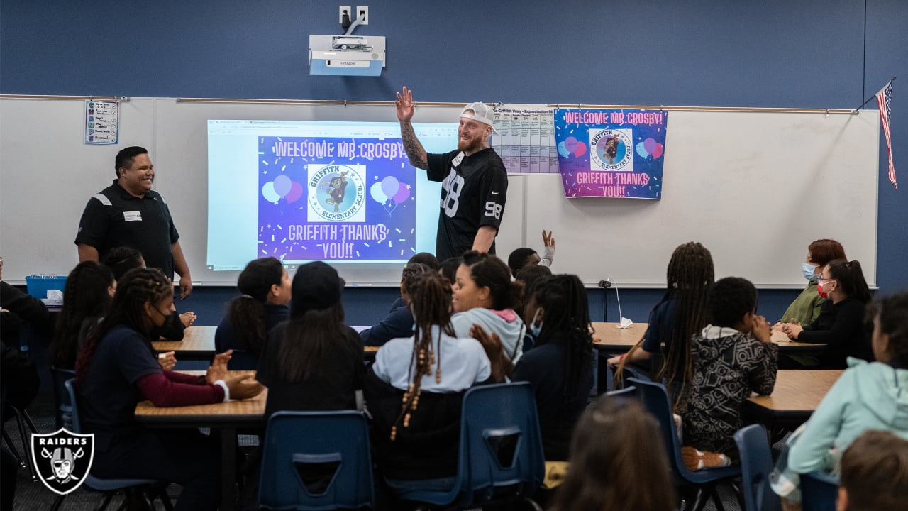 Photos: Maxx Crosby visits Griffith Elementary School to give back for ...