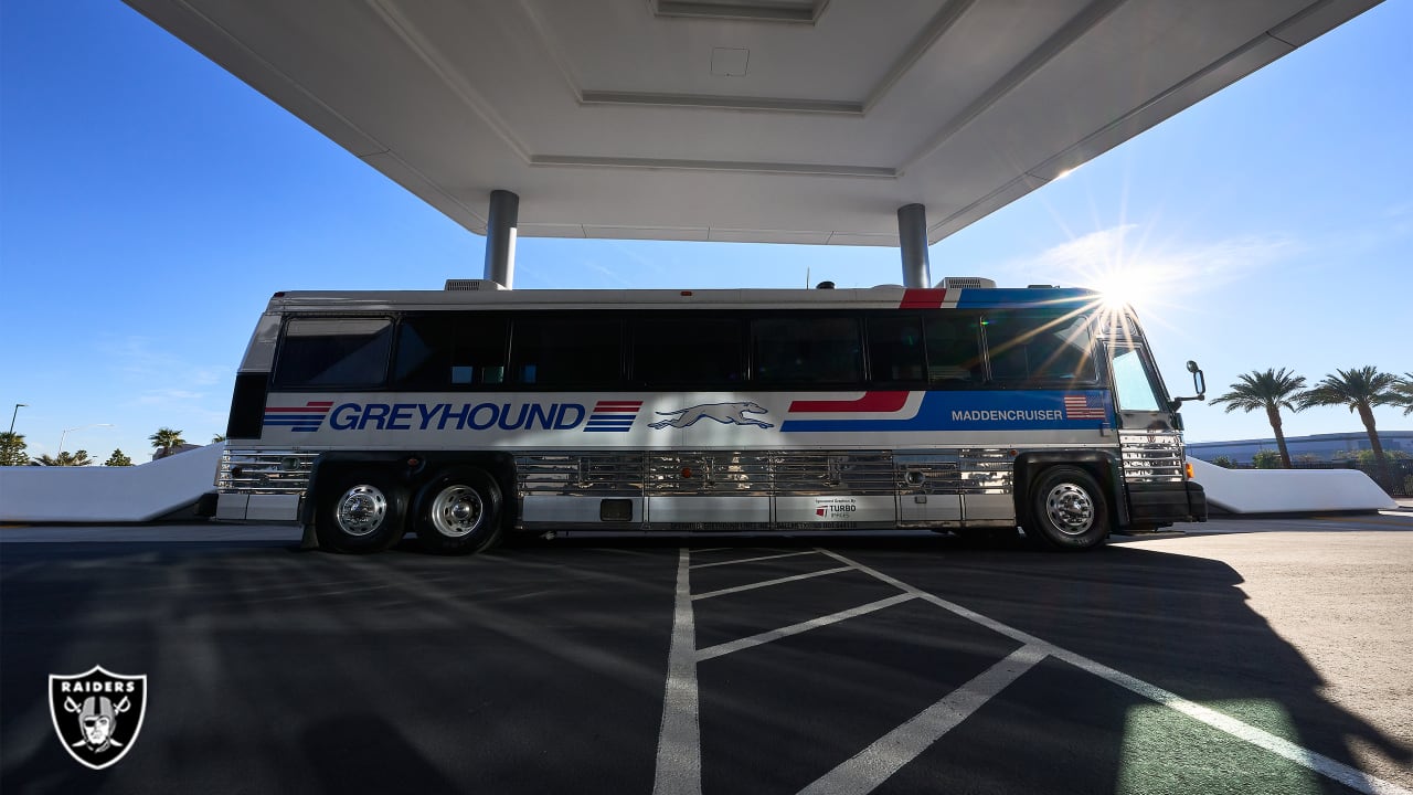 Photos: John Madden's 'Madden Cruiser I' arrives at Raiders HQ