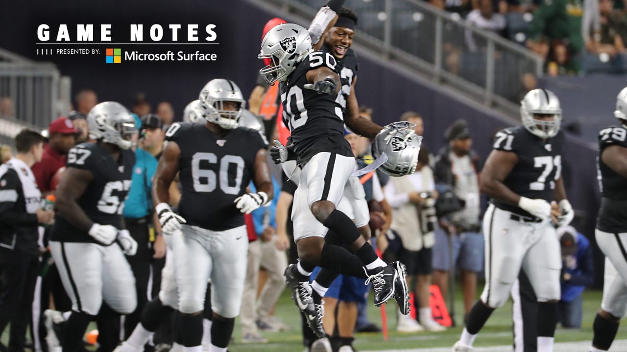 Game Notes: Oakland Raiders 22 Green Bay Packers 21
