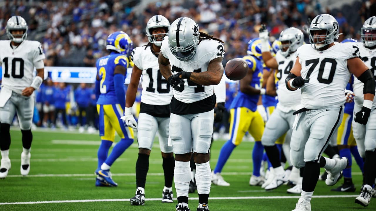 Raiders 2023 Preseason Week 2 Highlights vs. Rams | Running back Brandon Bolden finds the end ...