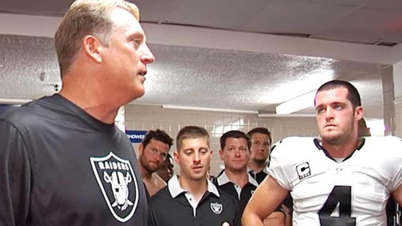 Coach Del Rio, Raiders Celebrate Win Over Chargers