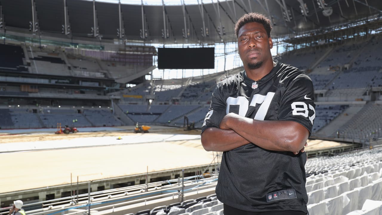 Tight end Jared Cook visits Tottenham Hotspur's Stadium, prior to the ...