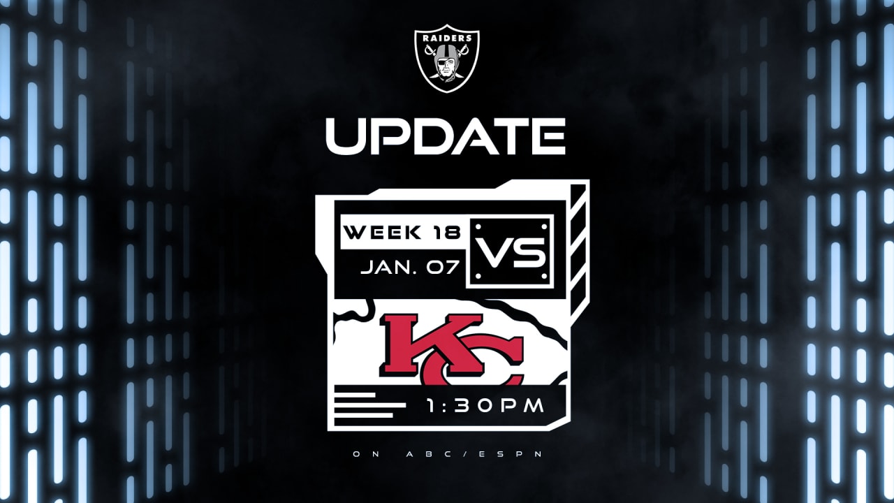 Raiders-Chiefs Week 18 matchup set for Saturday, January 7