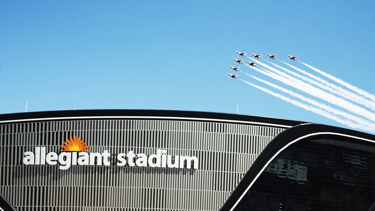 Air Force Thunderbirds flyover Allegiant Stadium to honor frontline workers