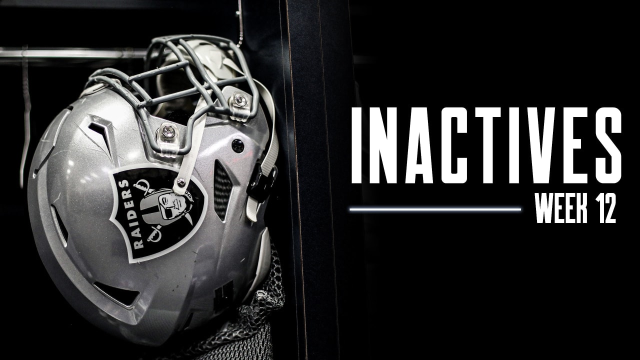 Las Vegas Raiders Week 12 Inactives vs. Dallas Cowboys