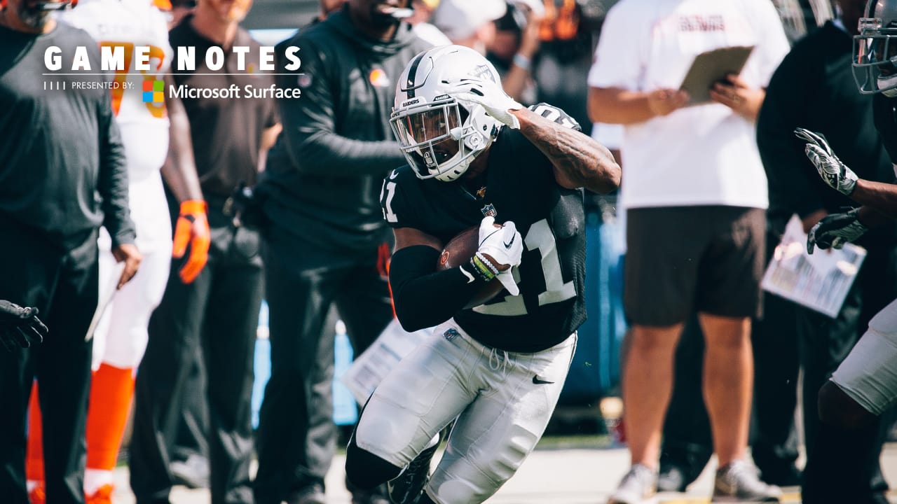 Game Notes: Raiders defeat Browns in overtime, 45-42
