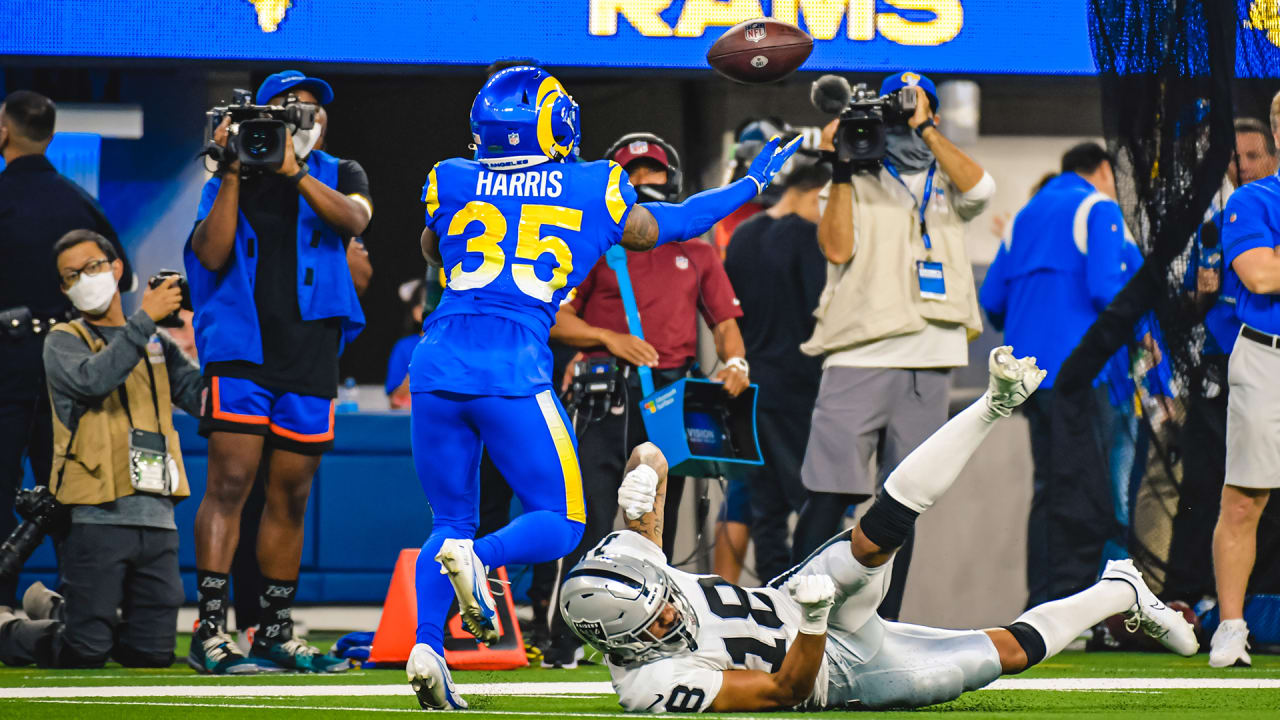 Highlights: Rams DB Brontae Harris picks off deflected pass for ...