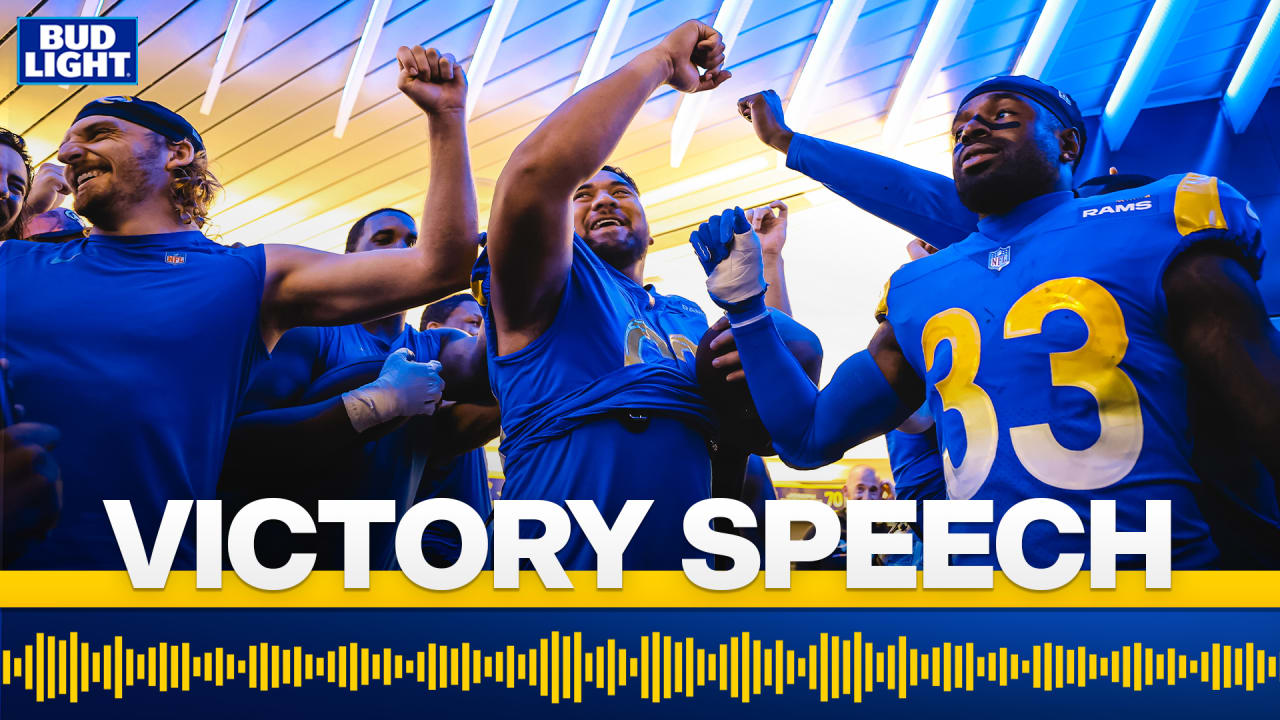 Los Angeles Rams head coach Sean McVay victory speech and game balls to ...