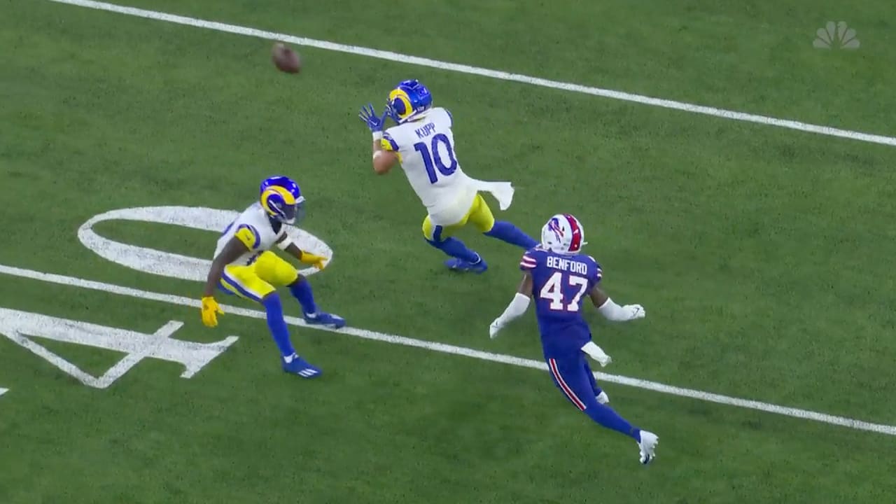 Los Angeles Rams wide receiver Cooper Kupp stiff-arms his way above 100 ...