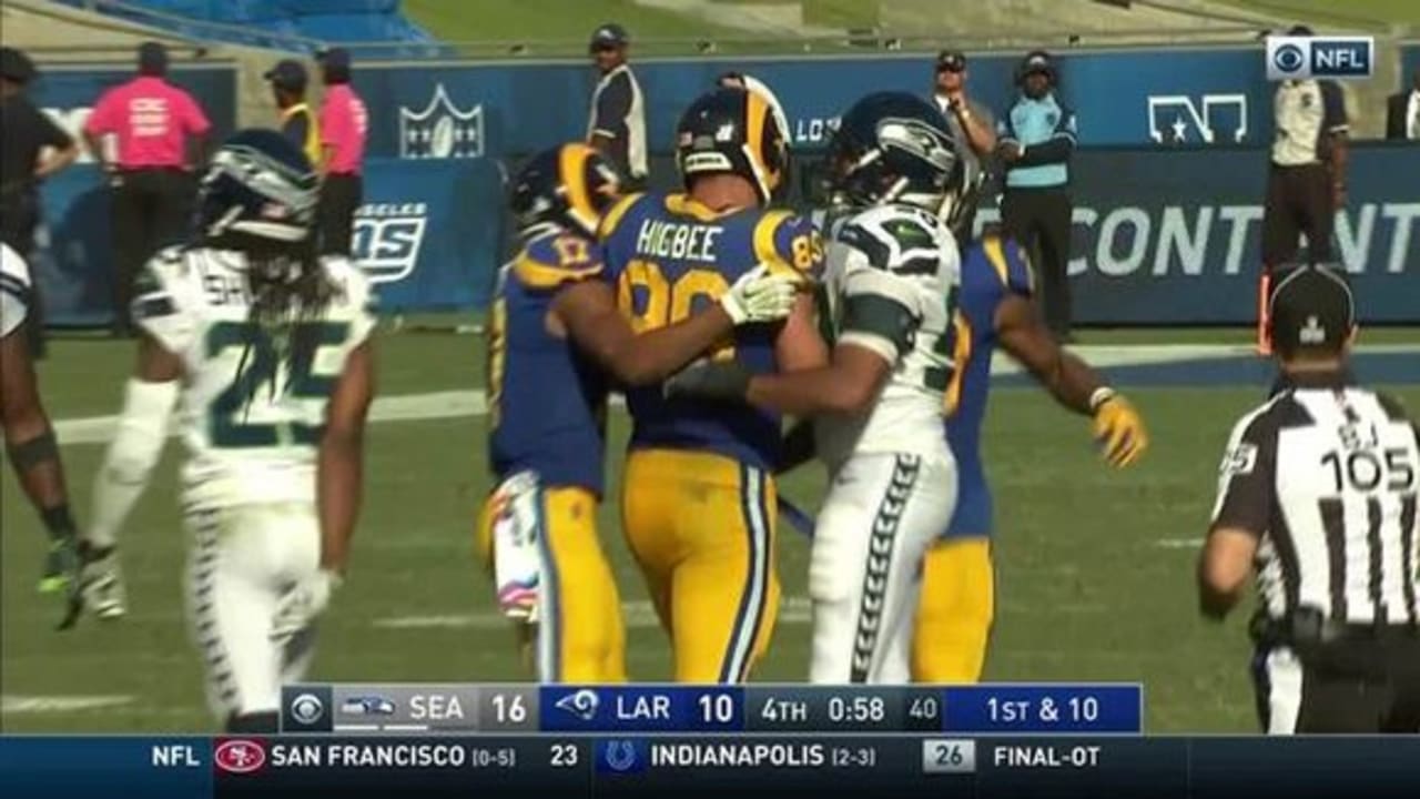 Jared Goff launches it down field to Tyler Higbee for a 35-yard gain