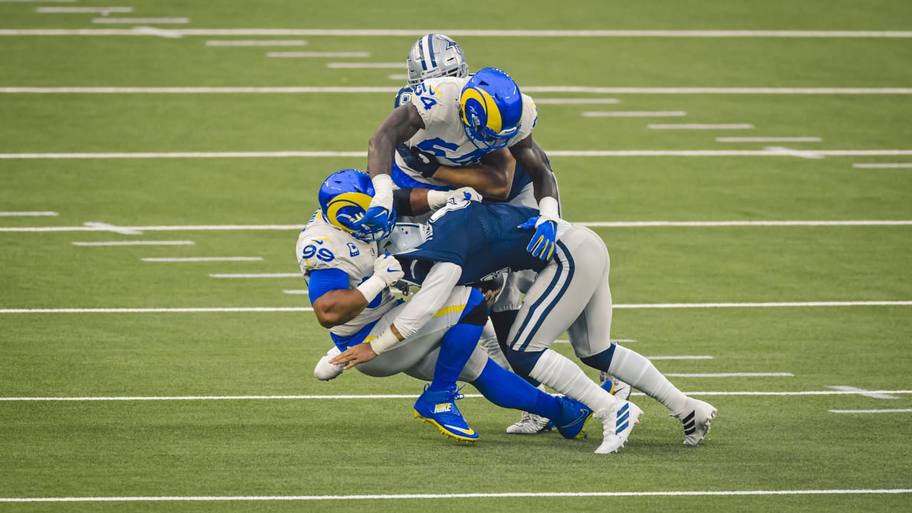 Aaron Donald wraps up Dak for first sack at SoFi Stadium, moves to ...