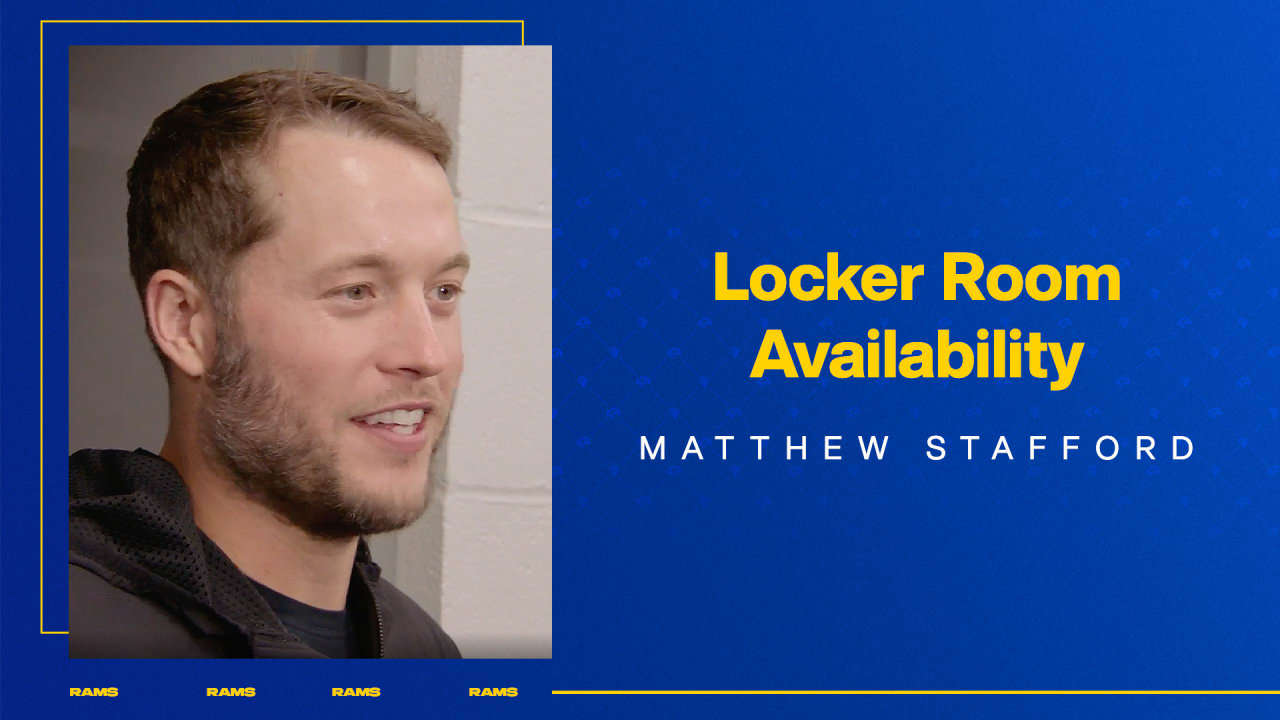 Los Angeles Rams quarterback Matthew Stafford locker room press ...