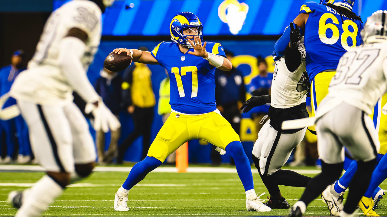 Los Angeles Rams quarterback Baker Mayfield's sack-avoiding strike to ...