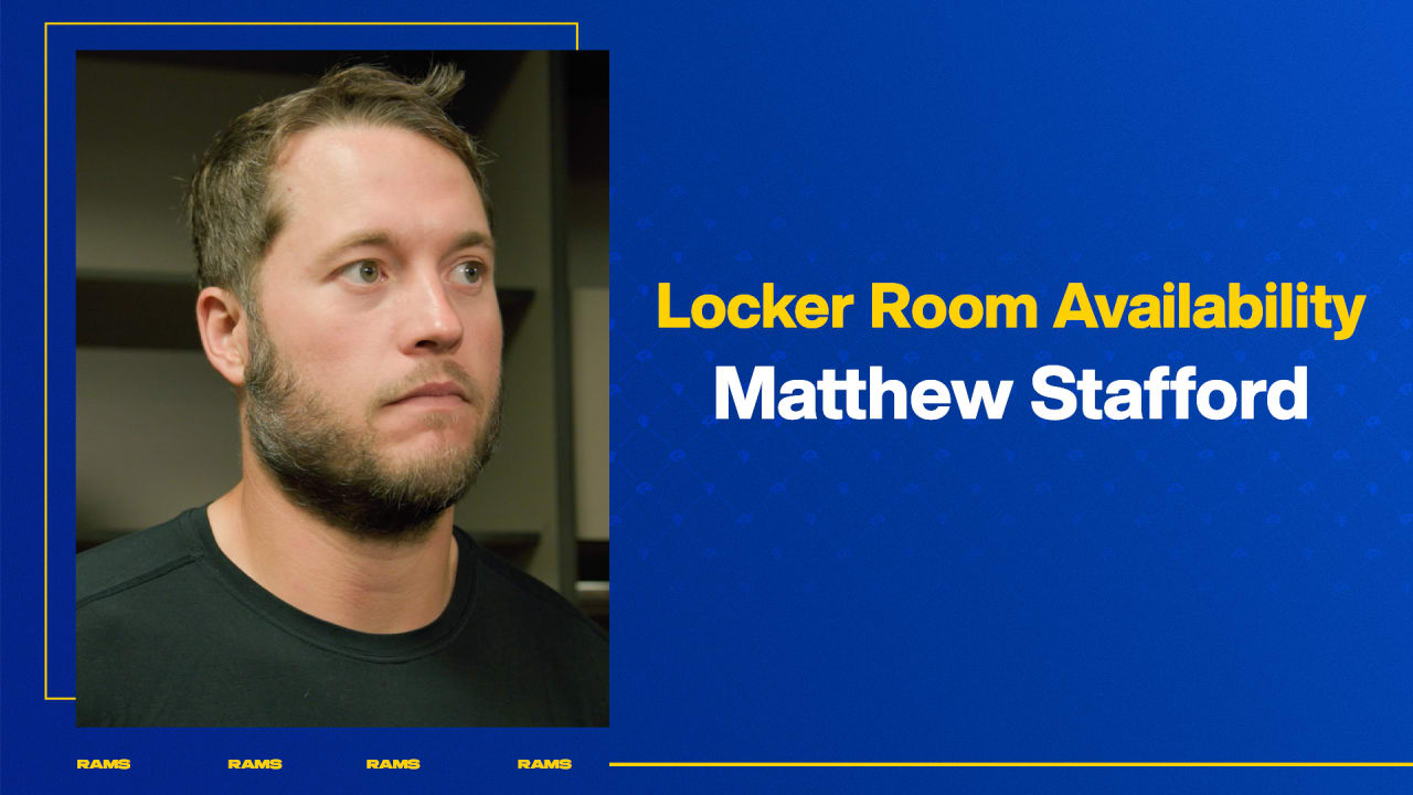 Los Angeles Rams quarterback Matthew Stafford locker room press ...