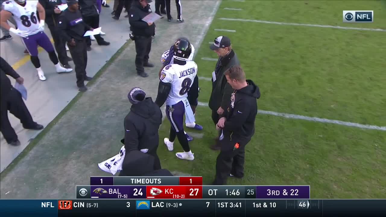 Highlight: Lamar Jackson Sacked, Injured in Overtime