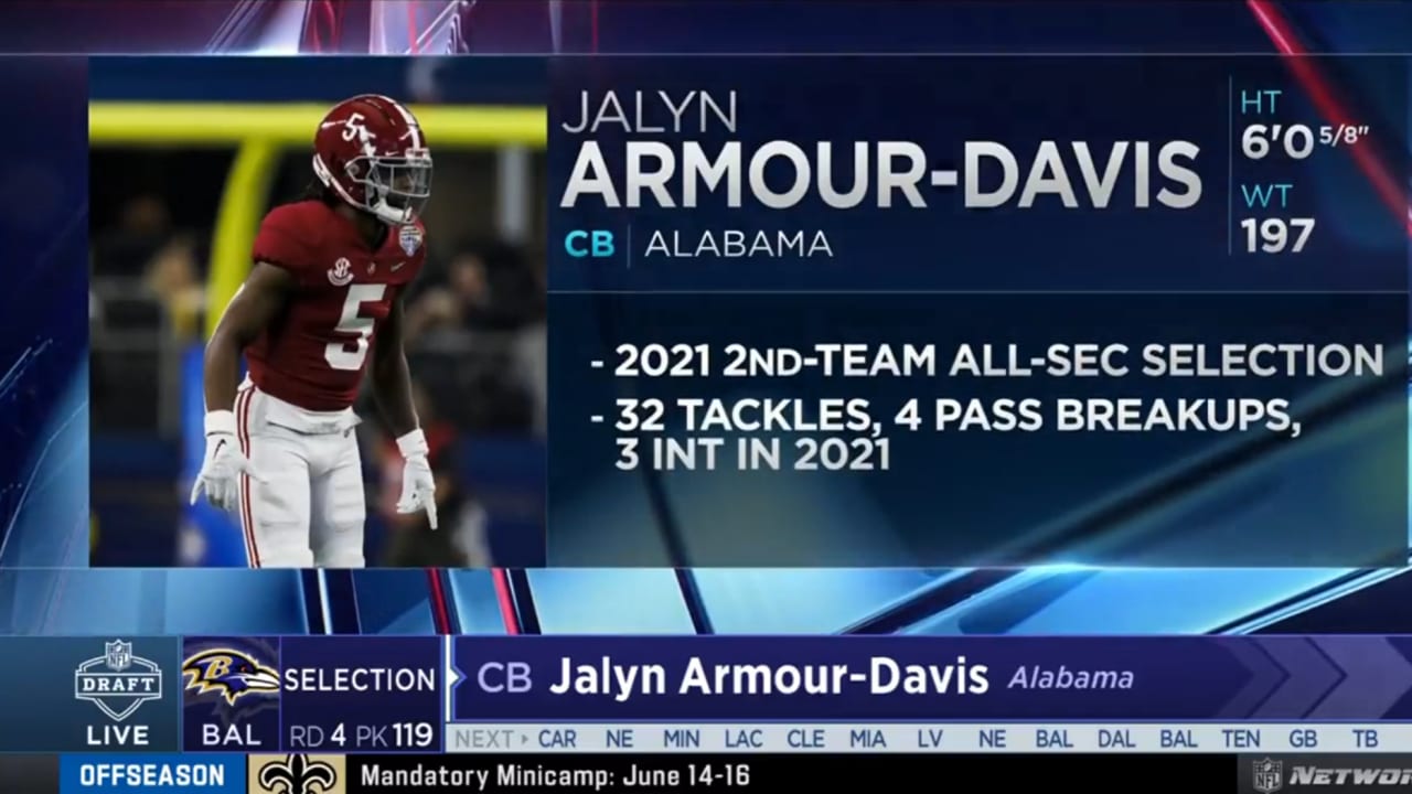 Jalyn Armour-Davis Drafted By Ravens at No. 119