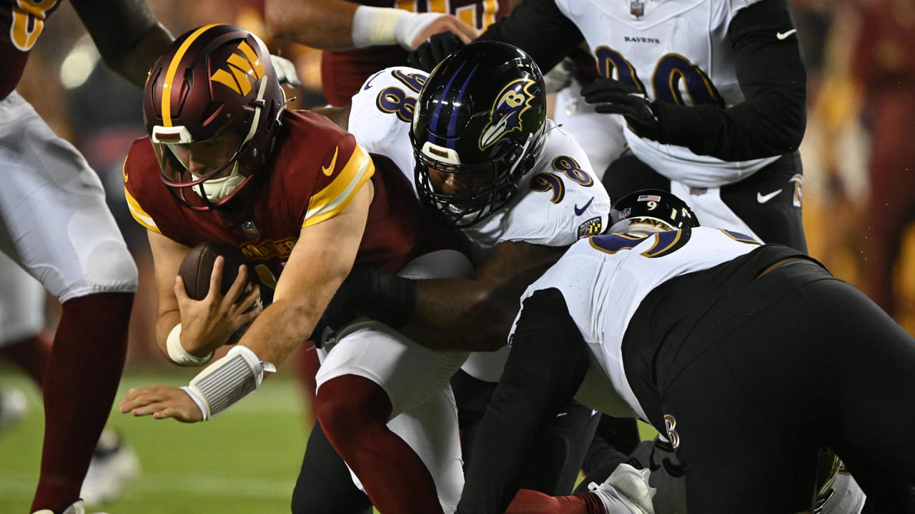 Travis Jones Sacks Sam Howell | Highlights: Ravens-Commanders, Preseason 2