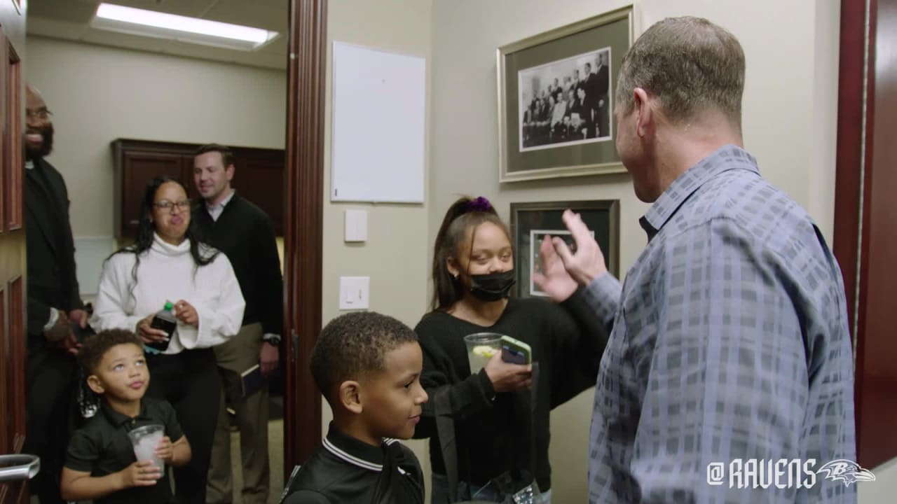 Morgan Moses and His Kids Meet John Harbaugh