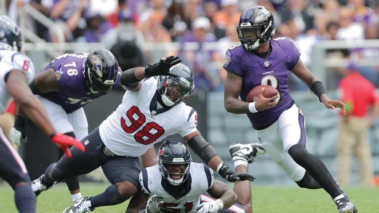 Lamar Jackson Spins Out of Sack for Long Run | Ravens-Texans Week 1 ...