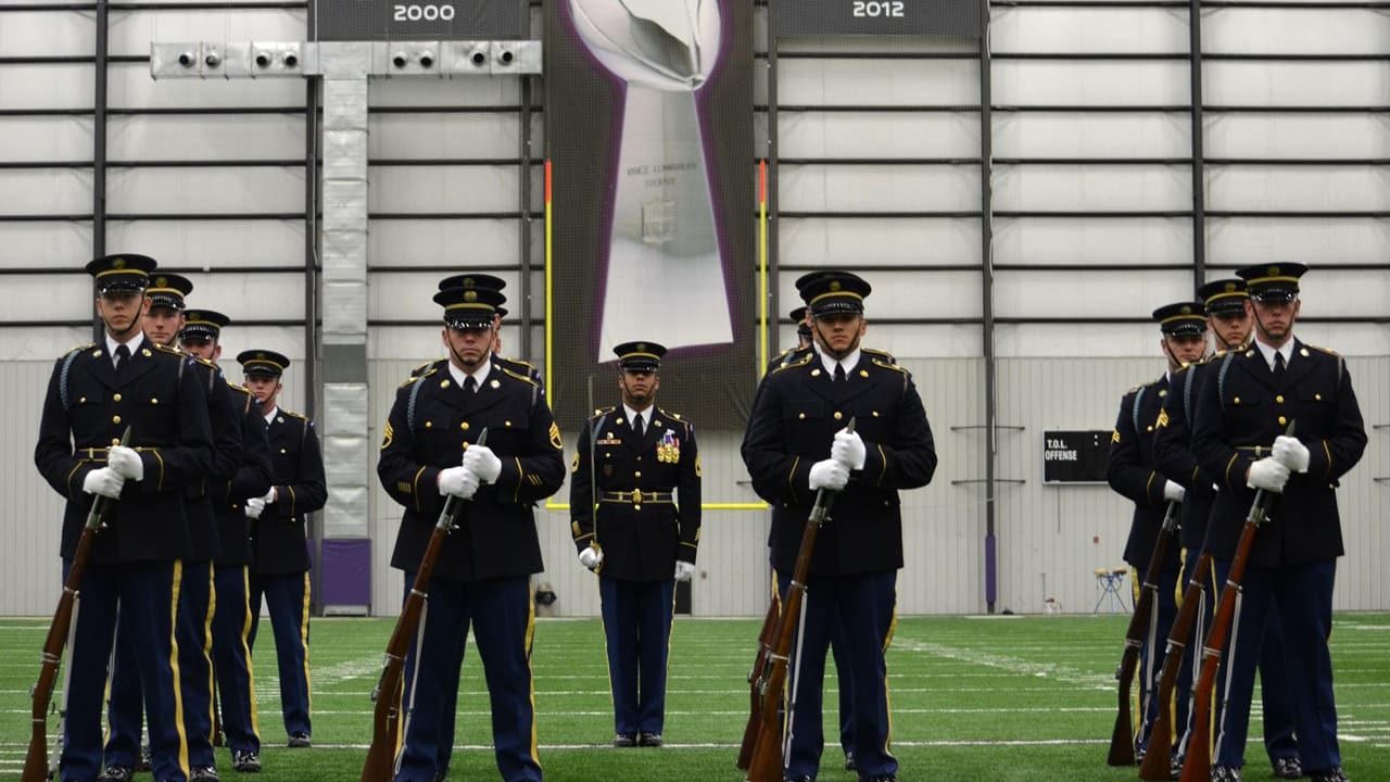 Army Drill Team Visits Ravens Practice