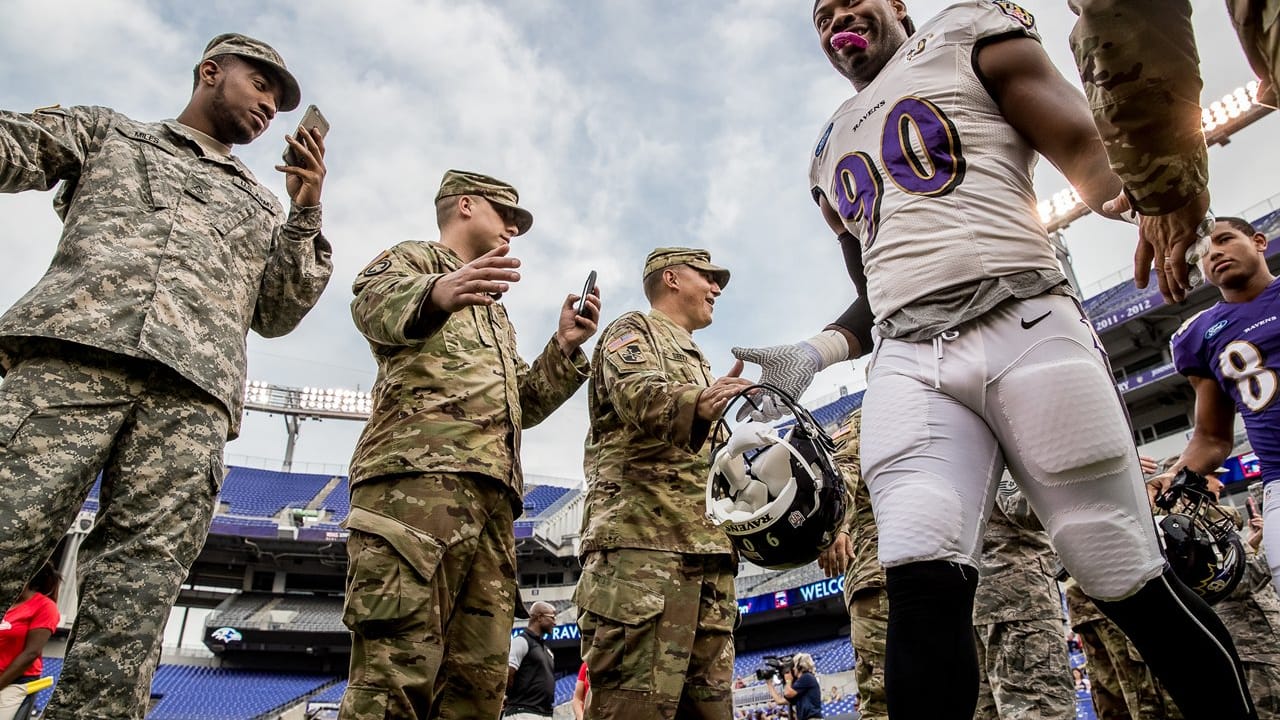 Ravens Honor Military At Stadium Practice