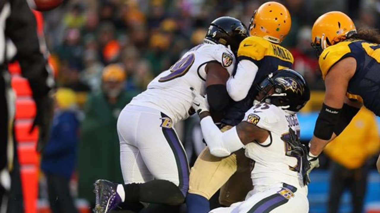 Highlight: Terrell Suggs Gets Sack/Strip on Packers' Hundley