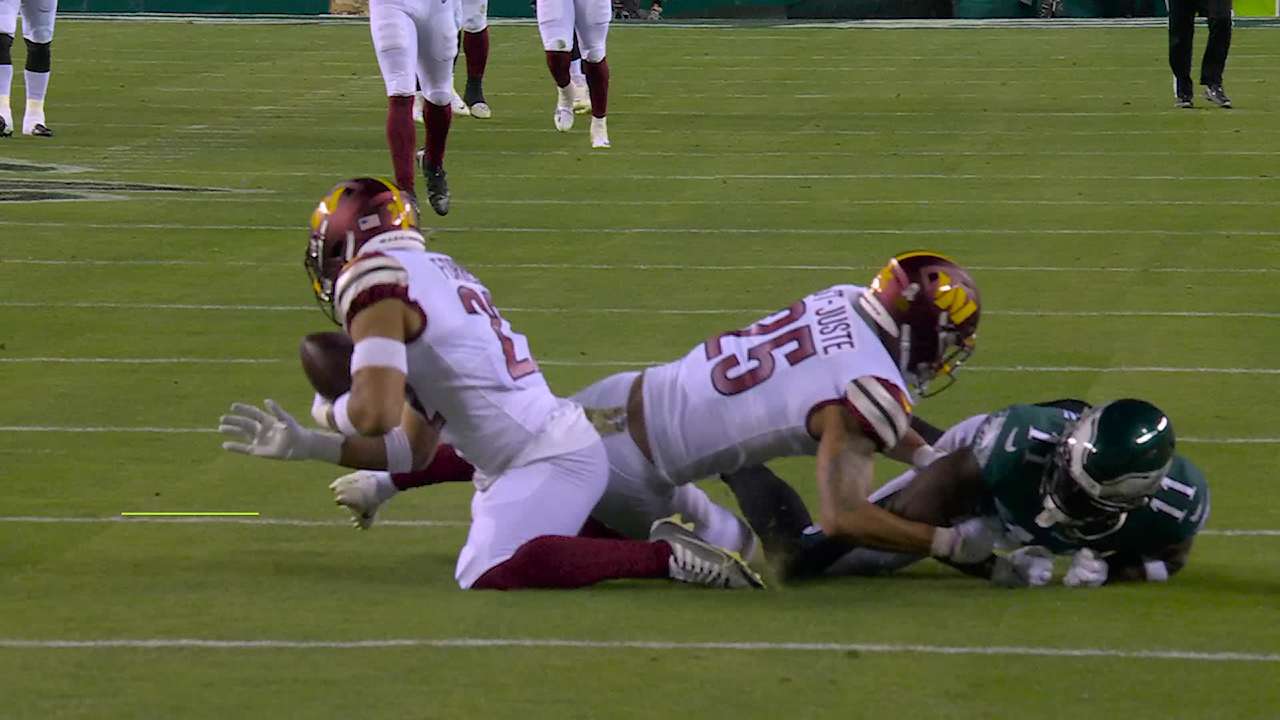 Darrick Forrest intercepts Hurts' deep pass for first Commanders ... Darrick Forrest intercepts Hurts' deep pass for first Commanders ...