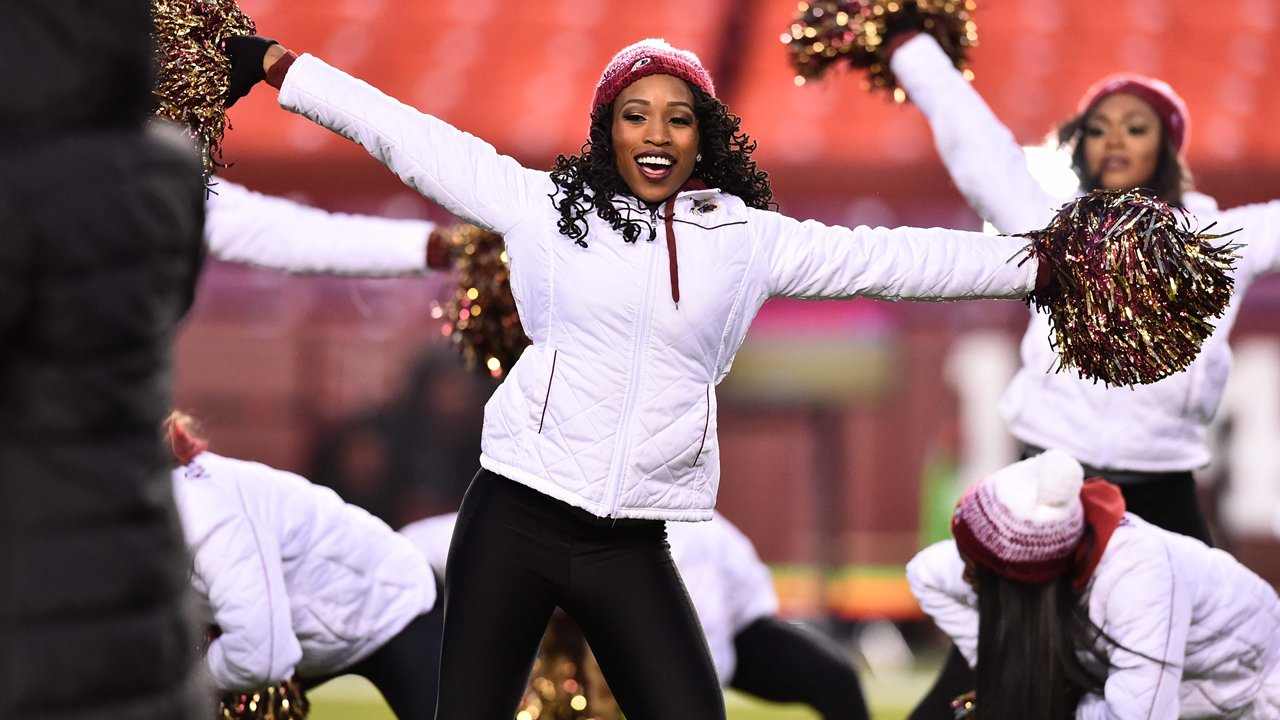 Cheerleaders Warm Up For Panthers