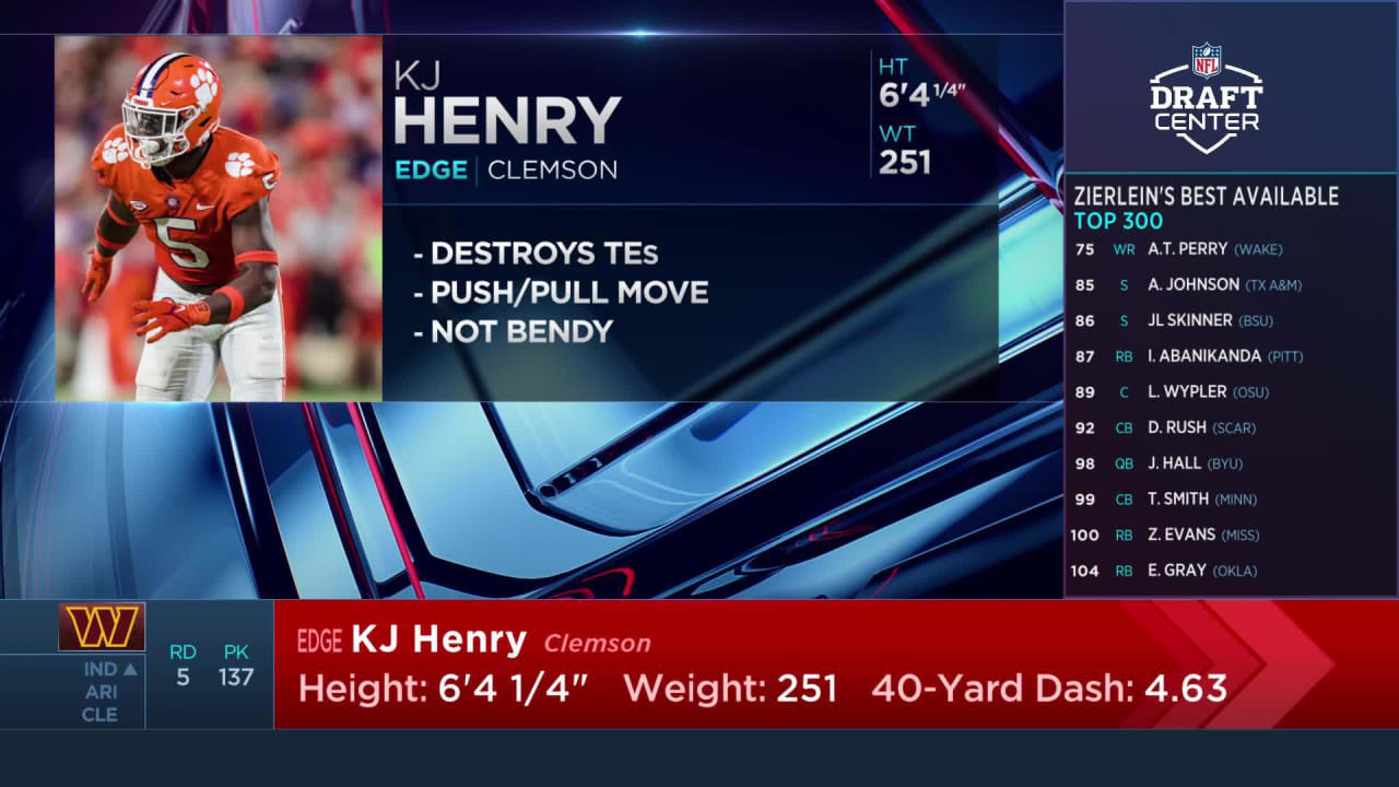 Commanders select KJ Henry with No. 137 pick in 2023 draft