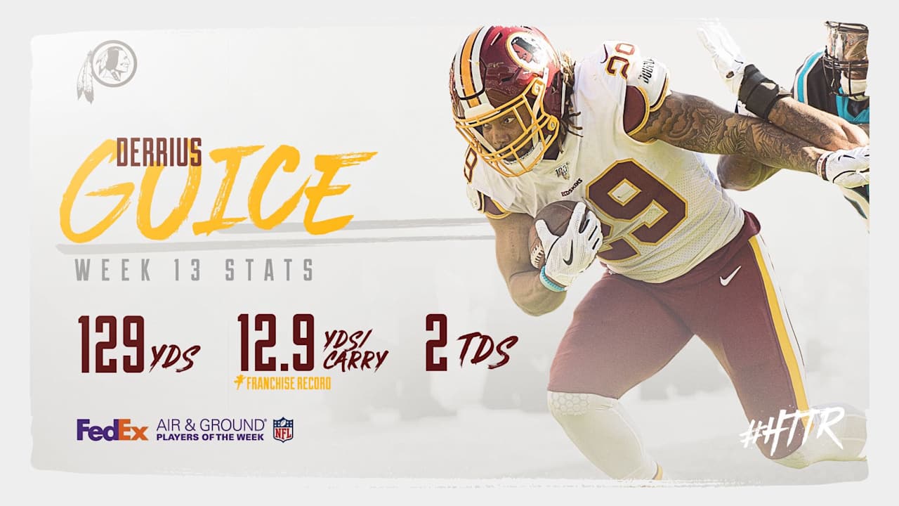 Derrius Guice Nominated For FedEx Ground Player Of The Week