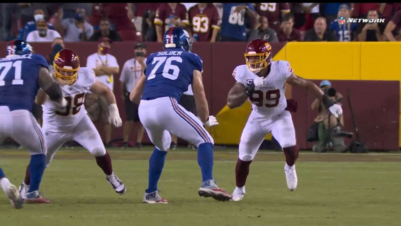 Young, Sweat Collapse Pocket On Jones For Big Third-Down Sack