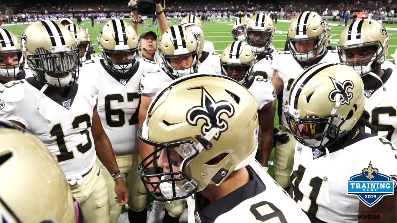 Drew Brees Saints vs Vikings Pregame Huddle