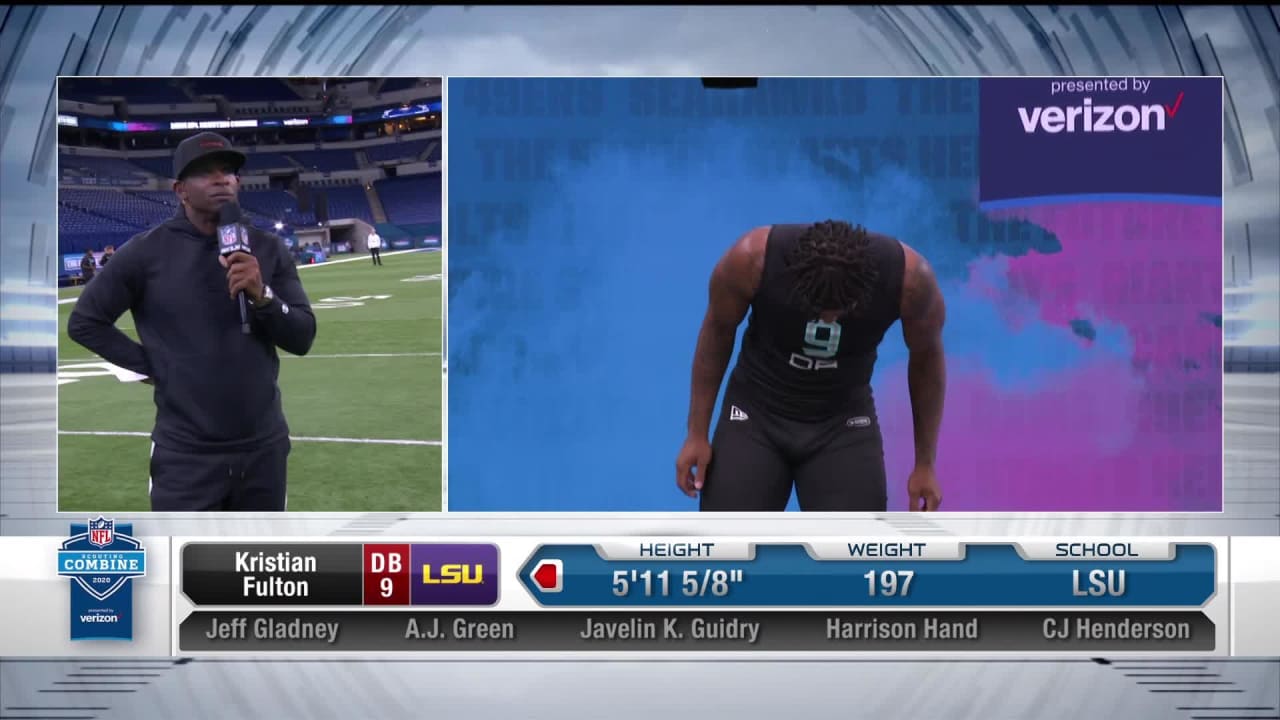 LSU Tigers cornerback Kristian Fulton runs an official 4.46 second 40 ...