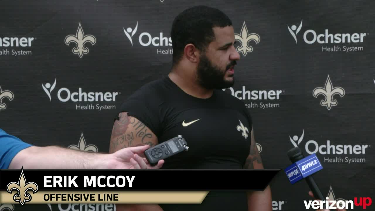 Erik McCoy media availability - 2019 Saints Training Camp - Sunday ...