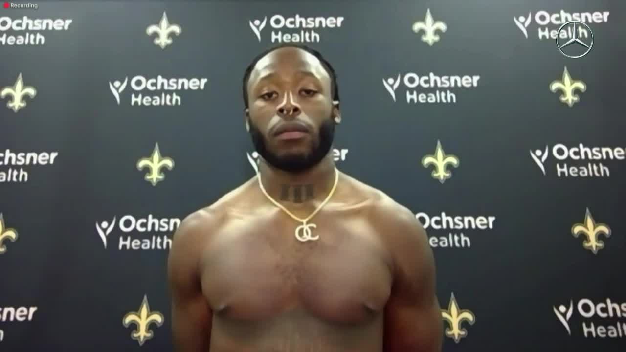 Alvin Kamara postgame on big divisional win at Tampa Bay