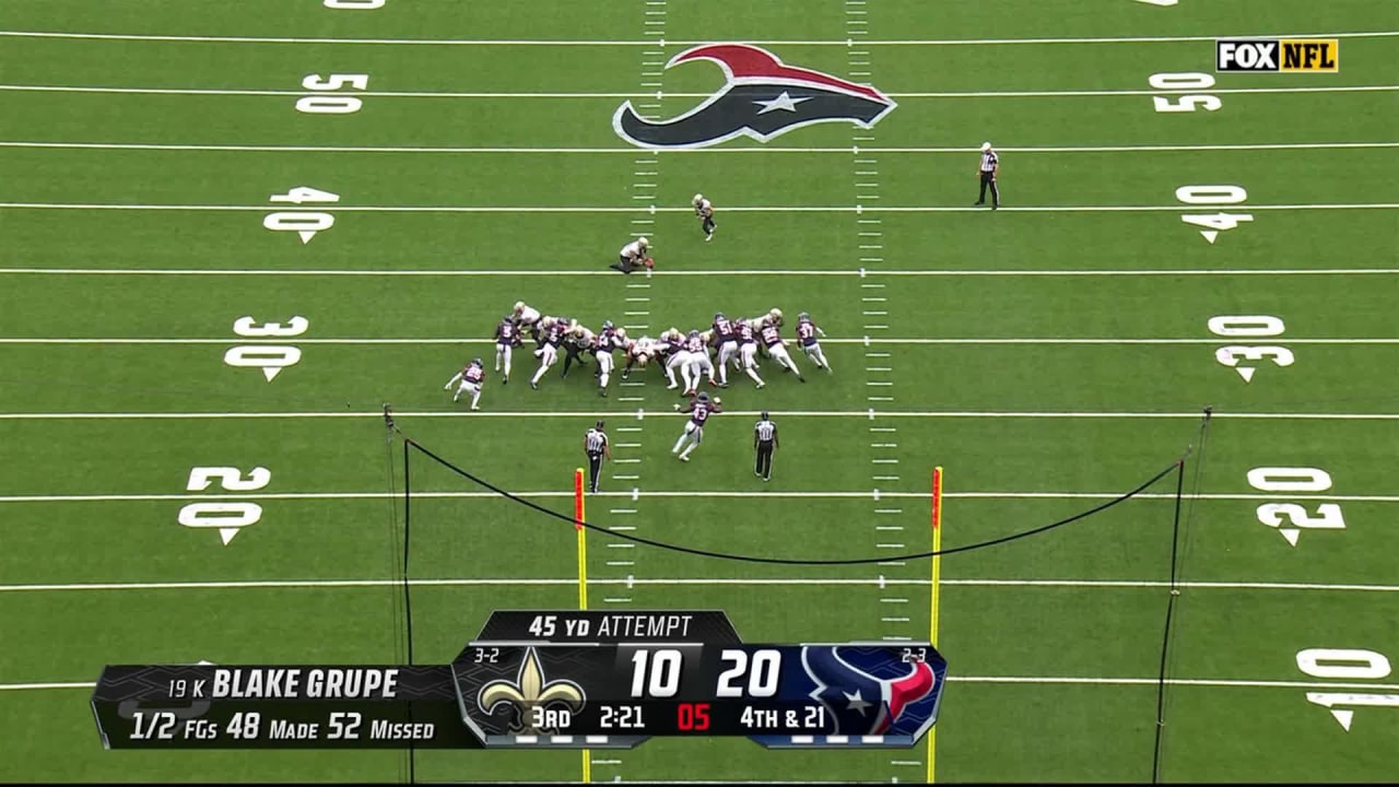 Blake Grupe's 45-yard FG trims Texans' lead to seven near end of third ...