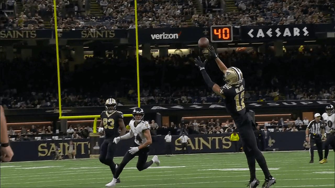 Chris Olave's stretching grab puts Saints in red zone for the first time vs. Baltimore - Saints ...