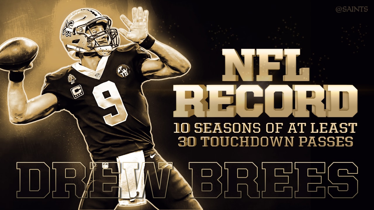 Drew Brees hits 30 touchdown mark for 10th season