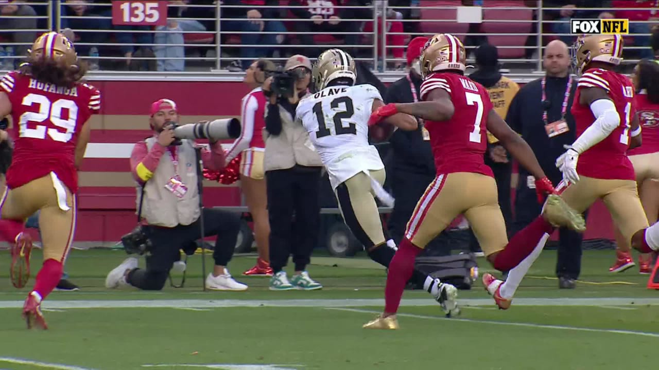 Dalton Dimes Chris Olave On 19 Yard Loft 49ers Vs Saints Highlights
