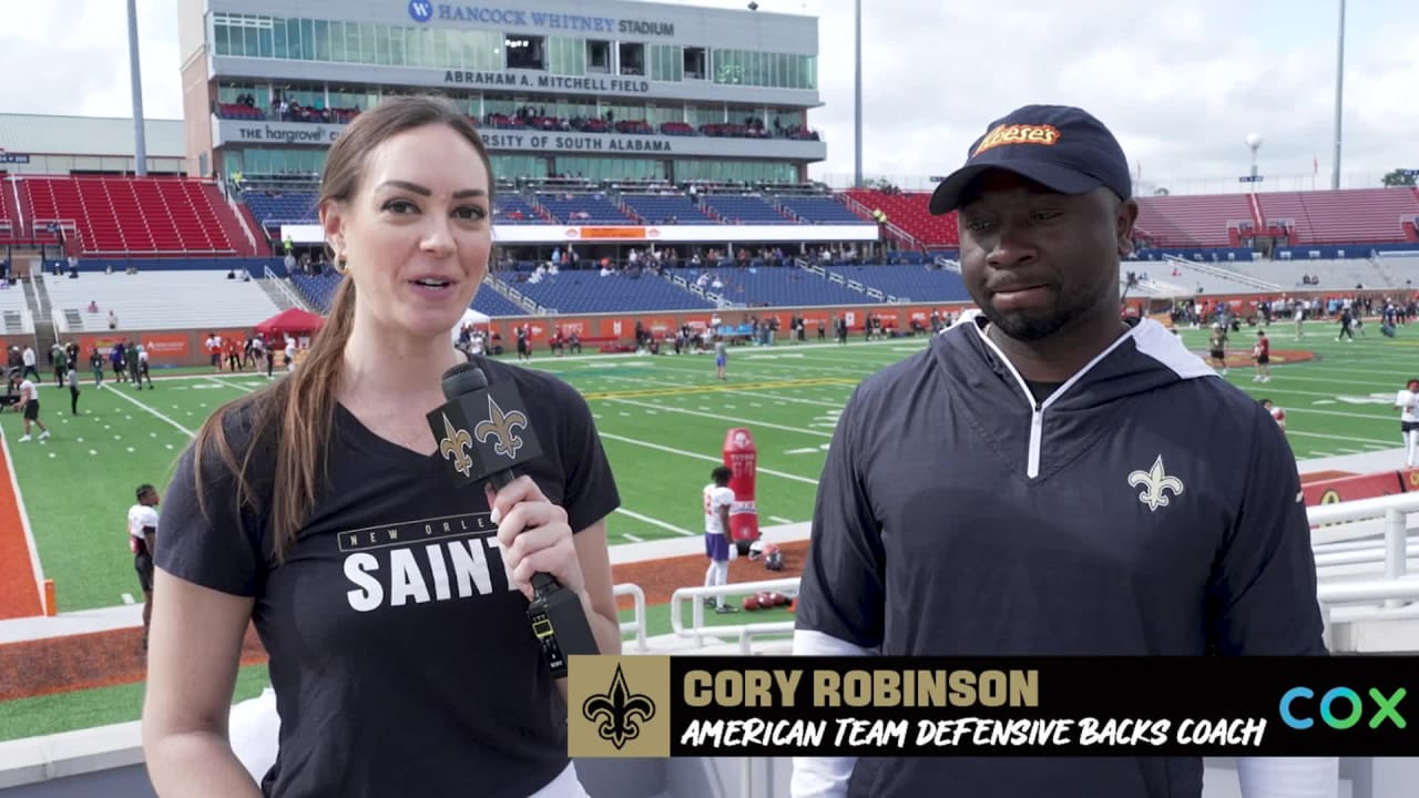 Saints assistant secondary coach Cory Robinson interview | Senior Bowl 2023
