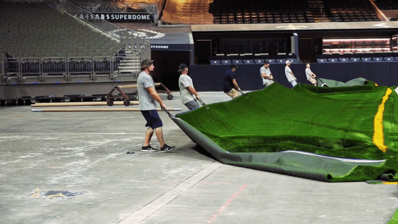 Watch the Caesars Superdome turf install before Saints & Chiefs 2023 ...