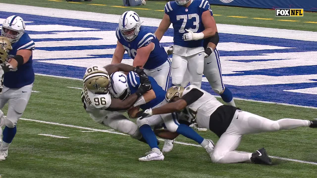 Week 8 Highlights: Granderson and Jordan collapse on Minshew for sack