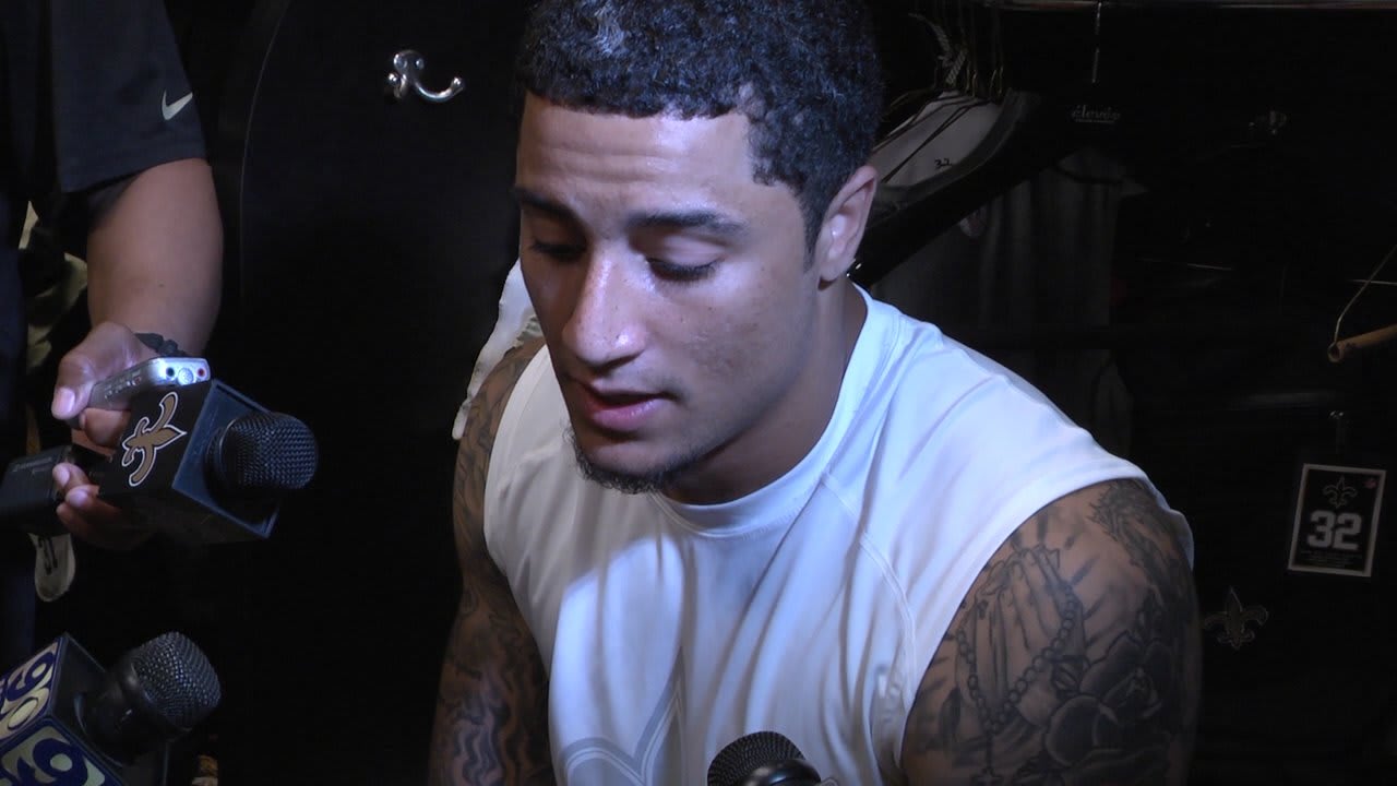 Kenny Vaccaro meets with the media after OTA
