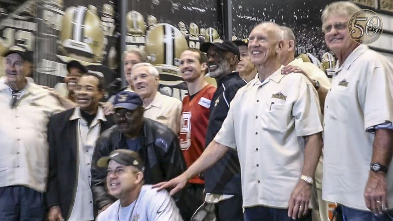 1967 Saints visit practice